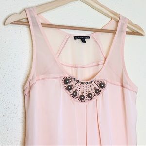 Express | Tops | Express Pink Sleeveless Jeweled Neckline Tank | Poshmark